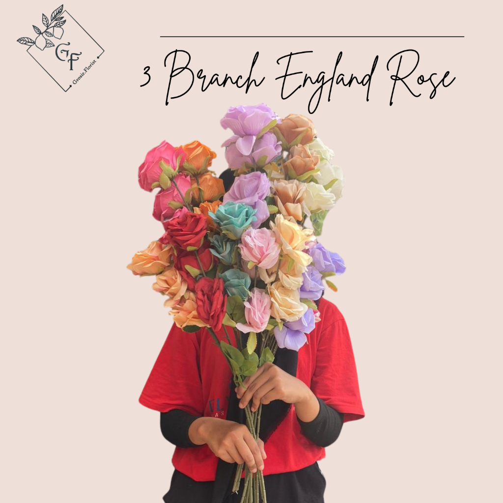 Jual BUNGA MAWAR 3 CABANG ENGLAND ROSE / ARTIFICIAL ROSE / MAWAR PALSU ...