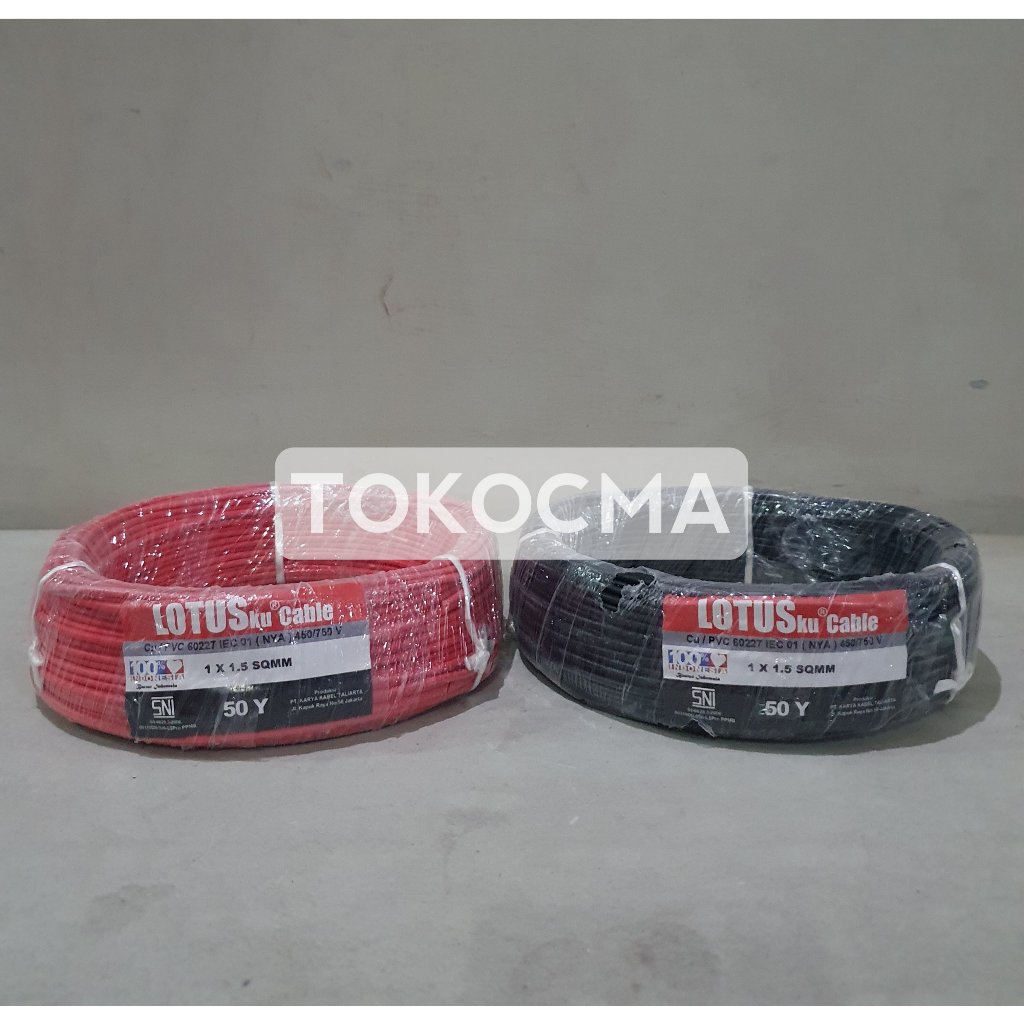 Jual Kabel Listrik Tunggal Kawat NYA 1x1.5 mm 50Y LOTUSKU 1x1,5mm 50Yard SNI | Shopee Indonesia