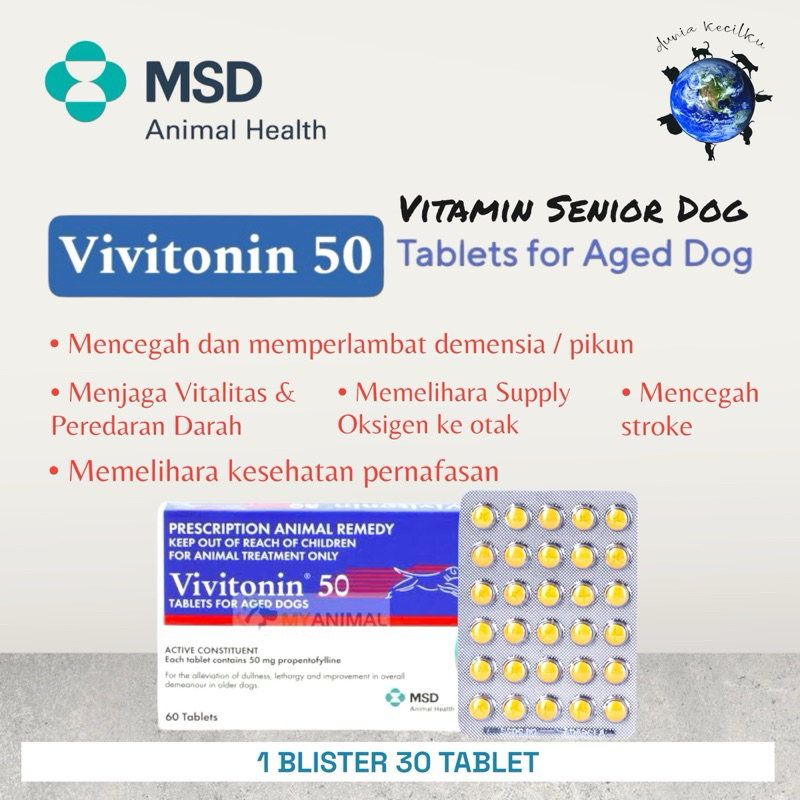 Jual Vivitonin 50 Mg - Vitamin Senior Dogs / Mencegah Stroke - Demensia ...