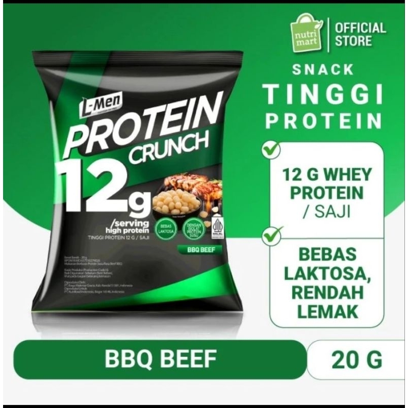 Jual L-MEN PROTEIN CRUNCH HIGH PROTEIN SNACK 20 GRAM BEEF BBQ | Shopee ...