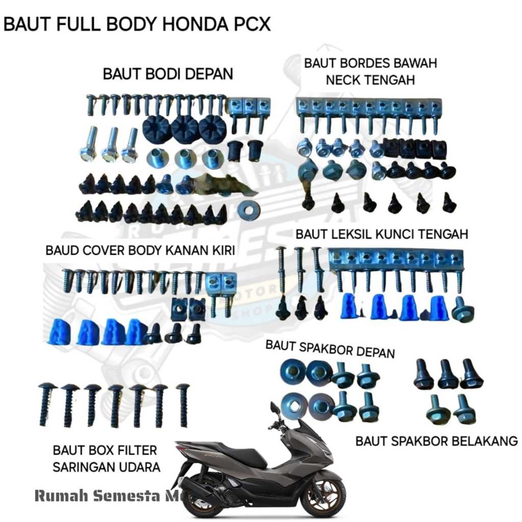 Jual Baut motor honda PCX Fullset/Baut body motor honda PCX 150 ...