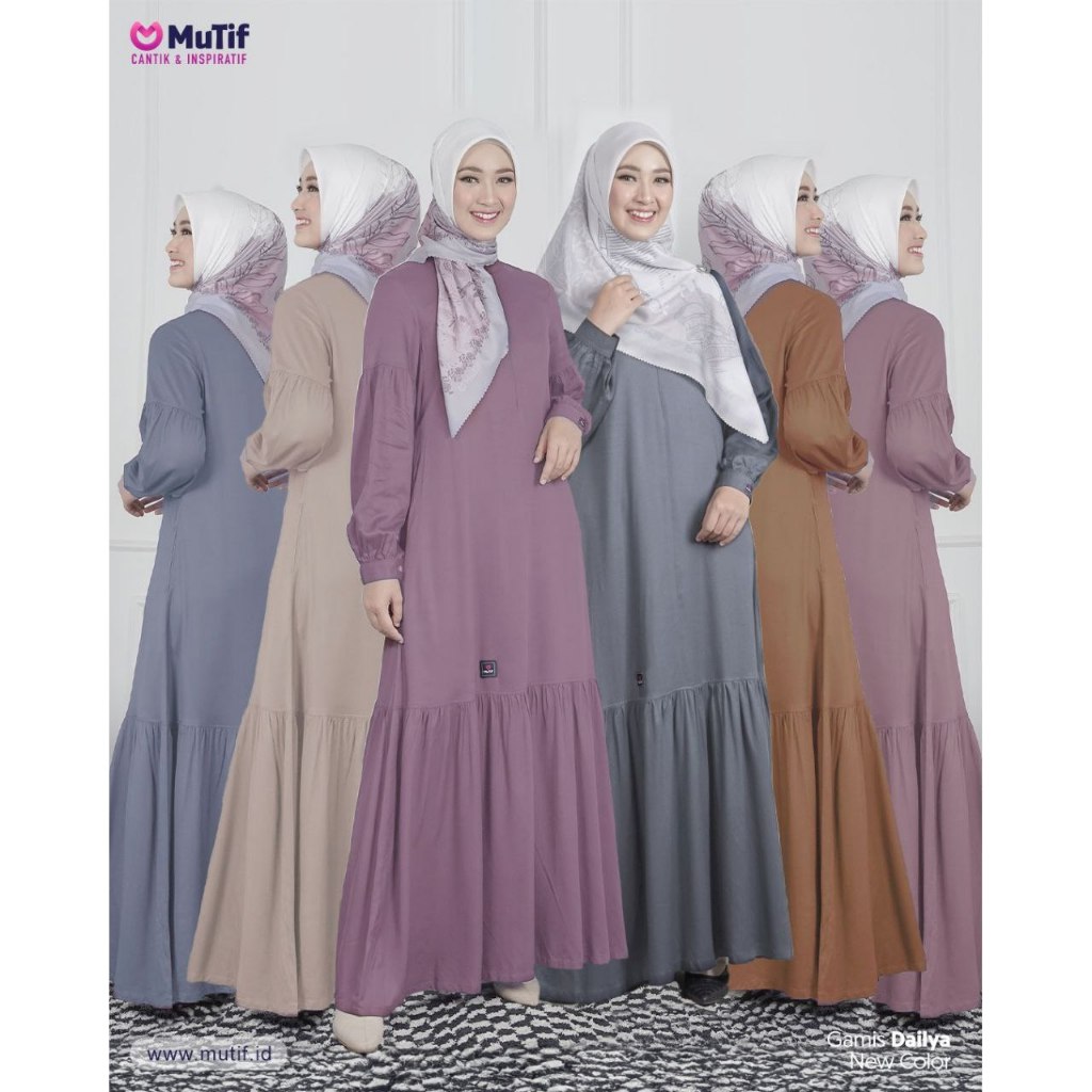 Jual (COD) MUTIF DAILYA ll Terbaru gamis wanita polos bahan katun rayon ...