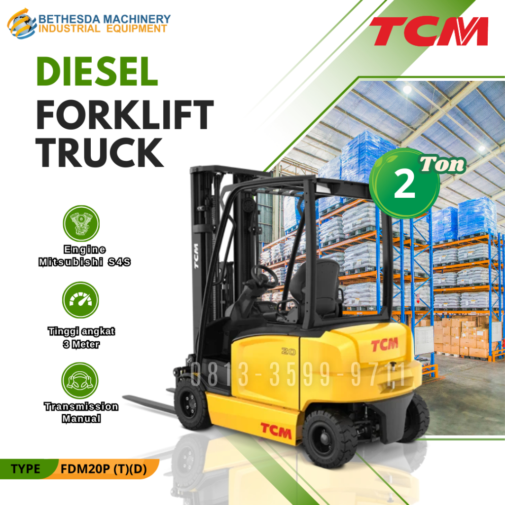 Jual Forklift TCM 2 ton 2000 kg mesin diesel mitsubishi 2ton 3 meter ...