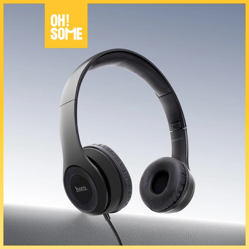 Jual OHSOME - HOCO W21 Wire Control Headset Black | Grey | Purple ...