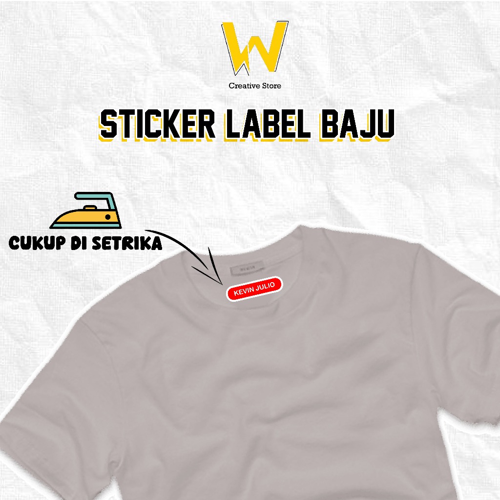 Jual Sticker Nama Label Printing Kain / kaos Sablon Setrika Gratis ...