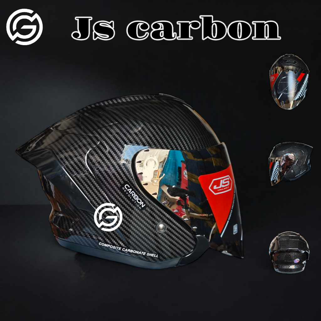 Jual HELM JS ARMOR CARBON HALF FACE|HELM DEWASA | Shopee Indonesia