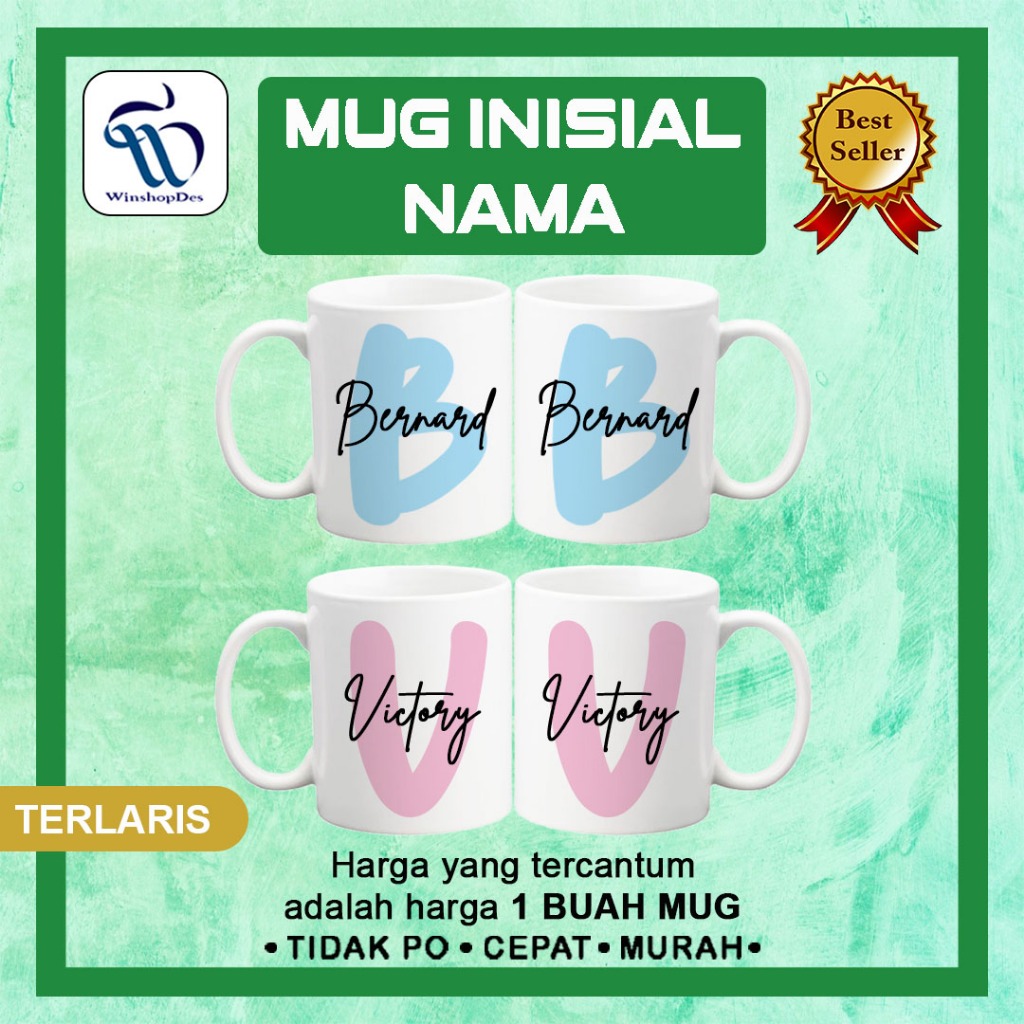 Jual Mug Inisial Nama / Gelas Inisial Nama / Gelas Custom Nama / Gelas ...