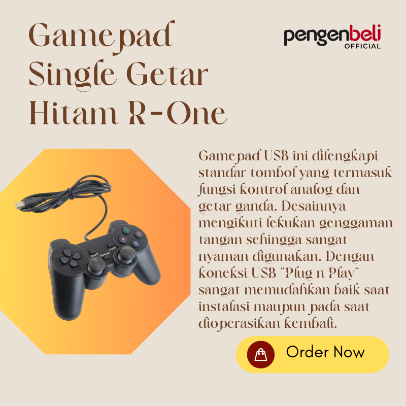 Jual STIK PS USB FULL HITAM GAMEPAD SINGLE GETAR R-ONE PLUG N PLAY ...