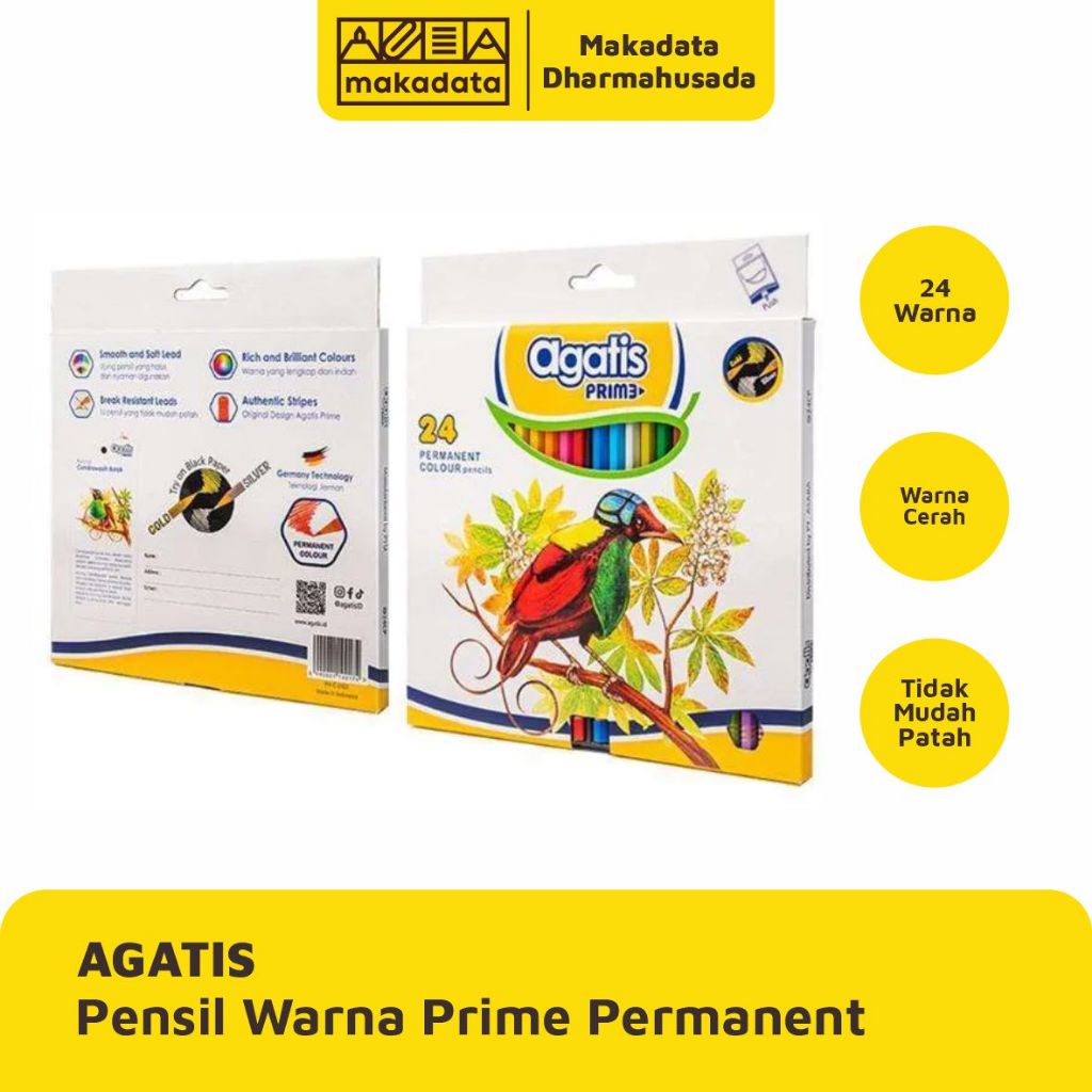 Jual PENSIL WARNA AGATIS 24 WARNA PRIME PERMANENT (1 SET) | Shopee ...