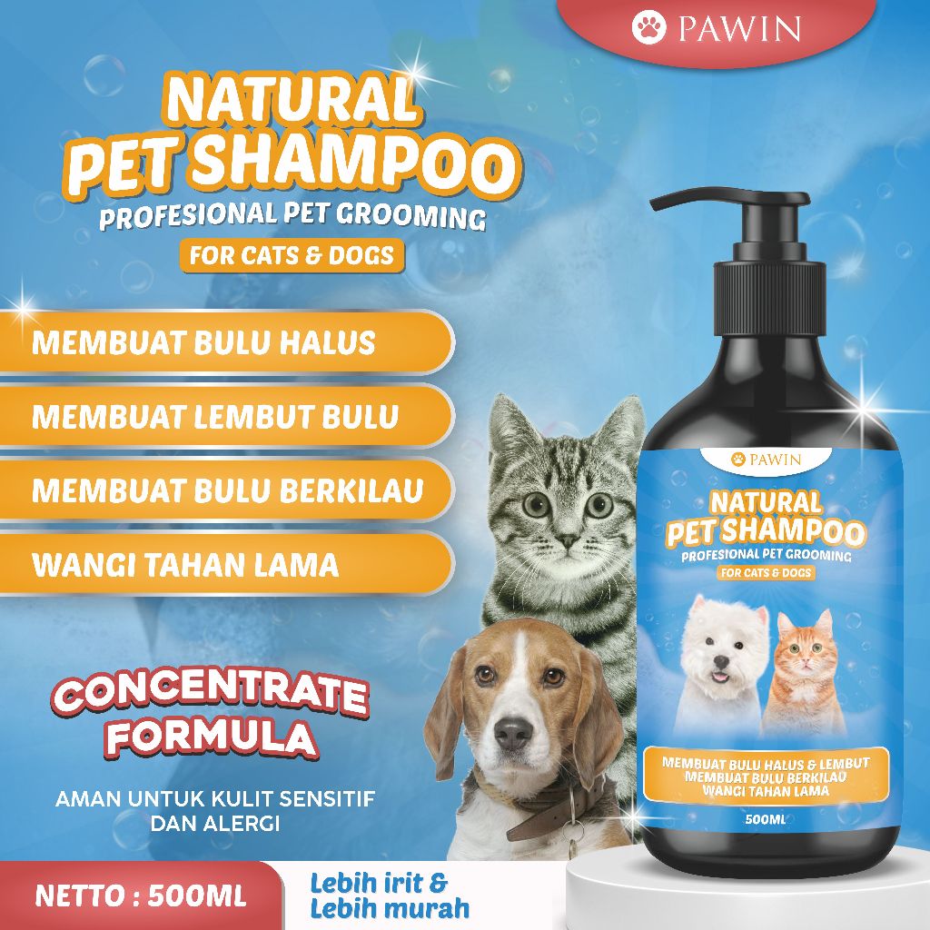 Jual Natural Pet Shampoo Anjing Kucing Mandi Grooming Profesional Pawin ...