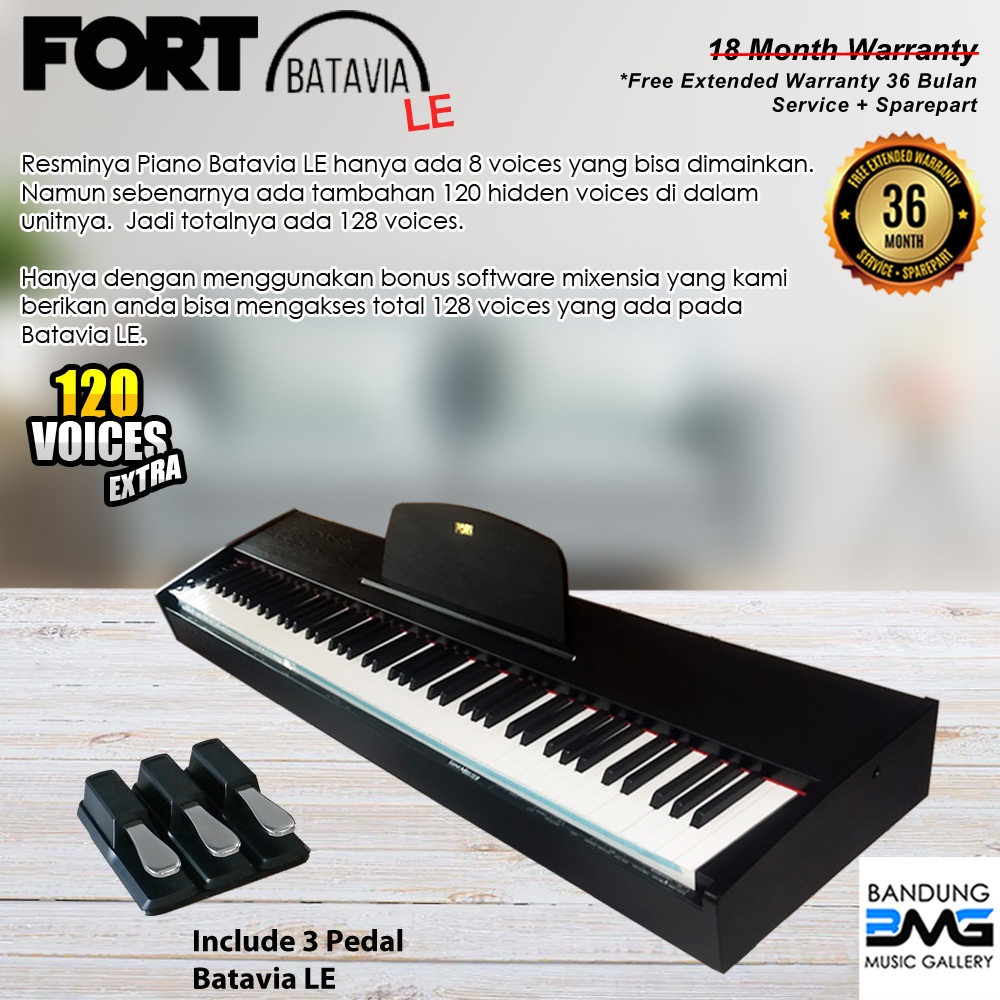 Jual Fort Batavia LE Digital Piano With Custom 3 Pedal / BataviaLE ...