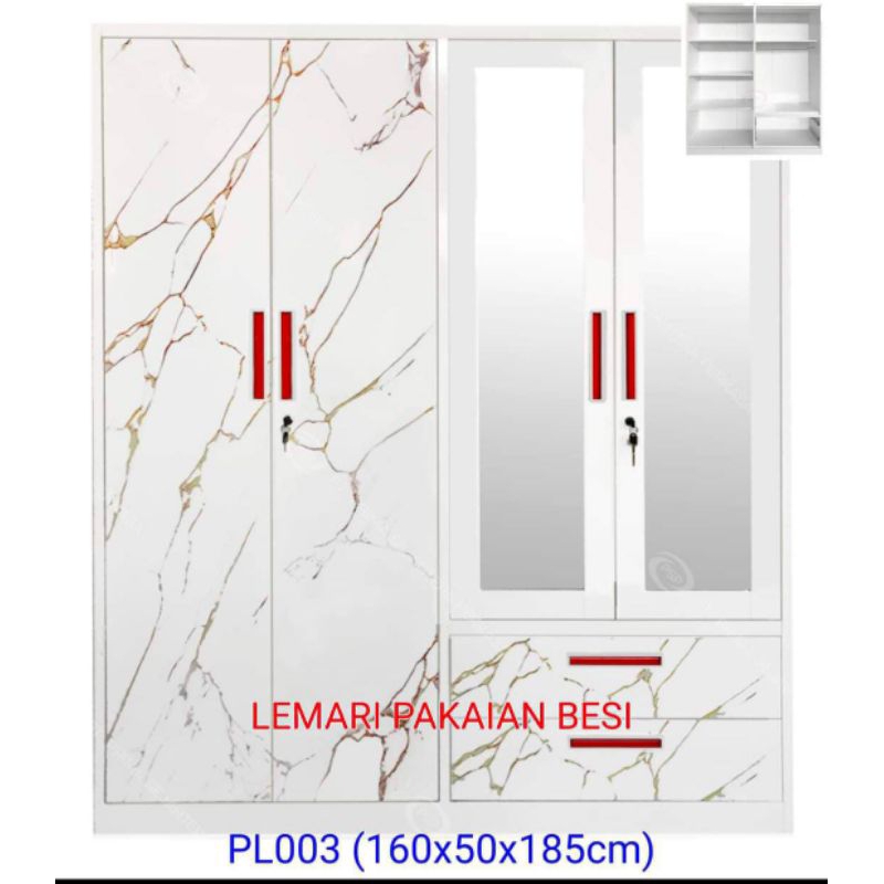 Jual LEMARI PAKAIAN BAJU BESI 4 PINTU PL003 UKURAN 160 X 50 X 185 CM | Shopee Indonesia