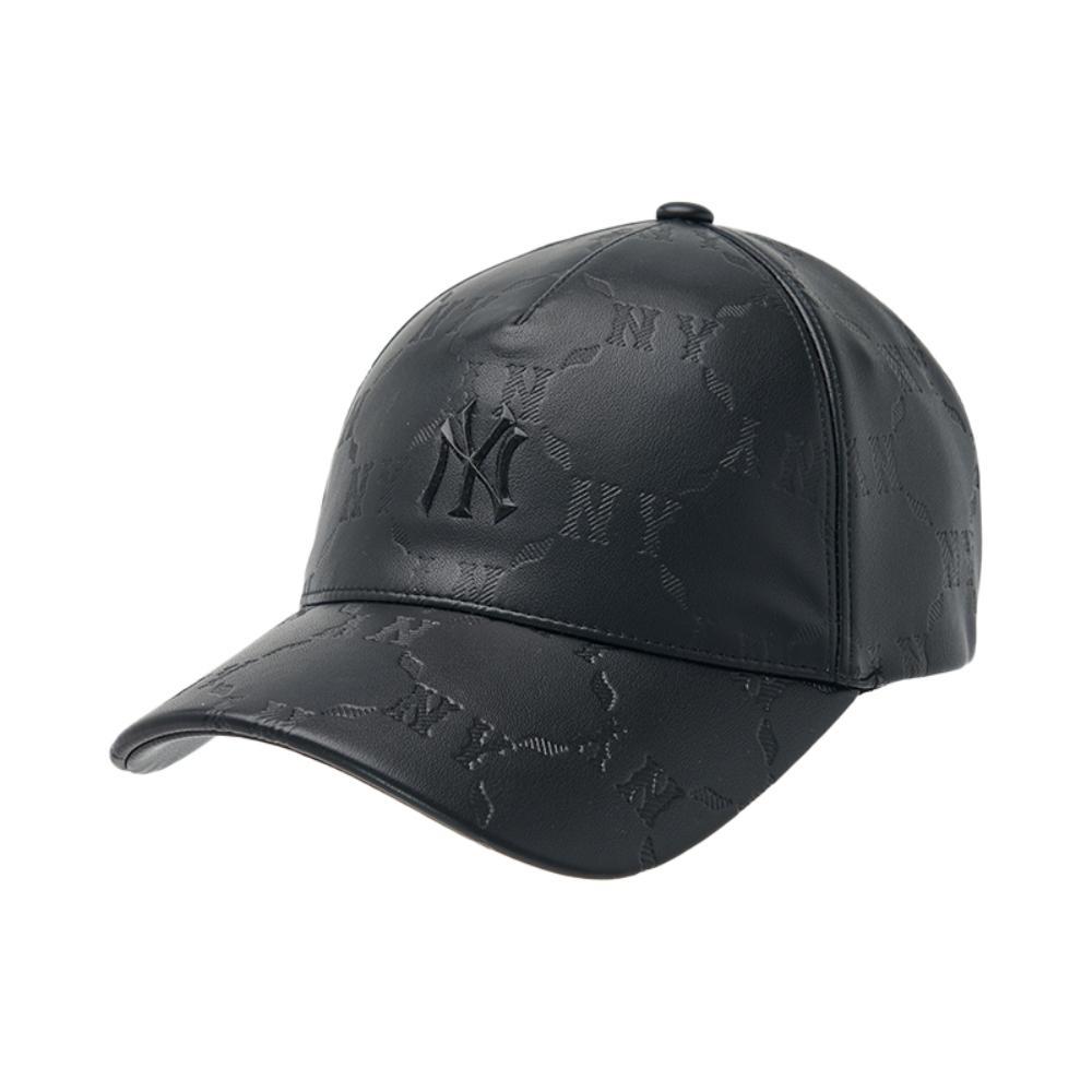 Jual MLB NY Yankees Dia Monogram Leather Embo Structured Ball Cap Black ...