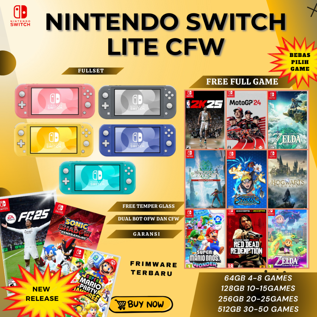 Jual Nintendo Switch Lite CFW [SECOND] Full Set Full Games | Shopee ...