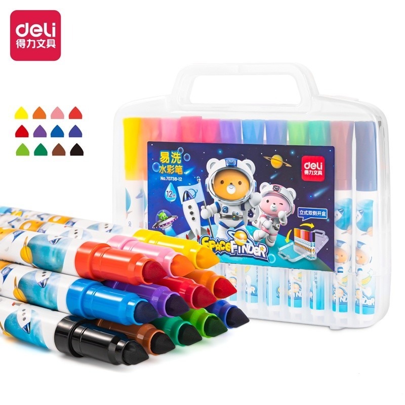 Jual Deli Spidol Warna Isi 24 36 Warna Mudah Dicuci / Spidol Warna ...