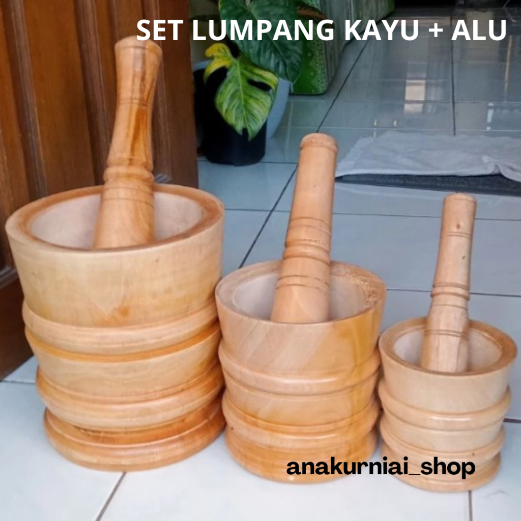 Jual SET LUMPANG KAYU + ALU / TUMBUKAN KAYU 1 SET /PERALATAN DAPUR ...
