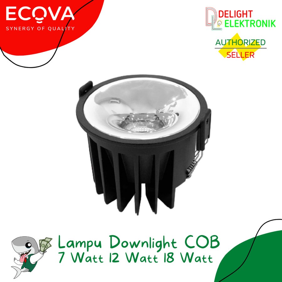 Jual Lampu LED Downlight COB Ecova 24 Derajat Reflektor Putih 7 12 18W Watt | Shopee Indonesia