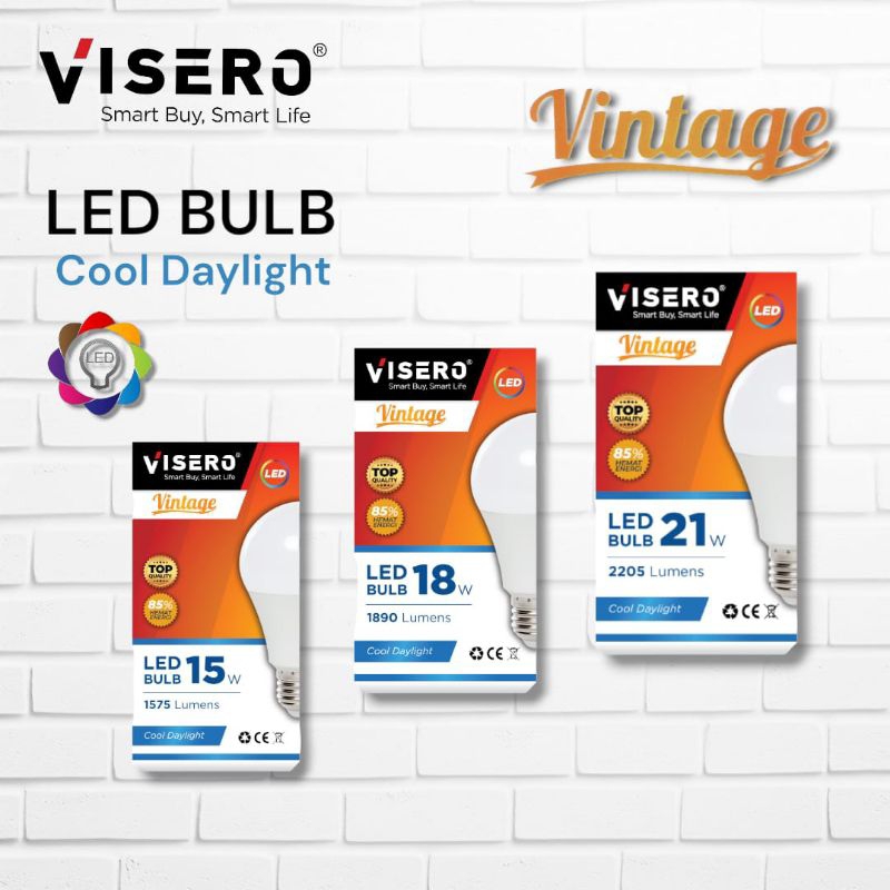 Jual Bohlam Lampu LED VISERO VINTAGE 15W 18W 21W SNI Hemat Energi Cool daylight | Shopee Indonesia