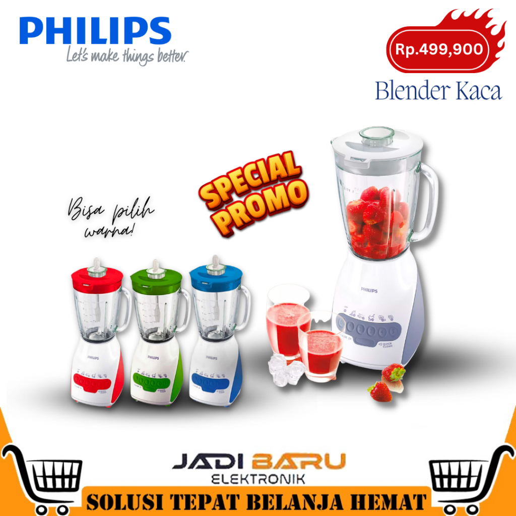 Jual (READY COD) Blender Philips HR2116 / HR 2116 / HR-2116 Gelas Kaca ...