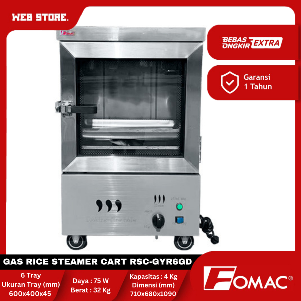 Jual Mesin Penanak Nasi 6 Susun Rice Steaming Cart Glass Door FOMAC RSC-GYR6GD | Shopee Indonesia
