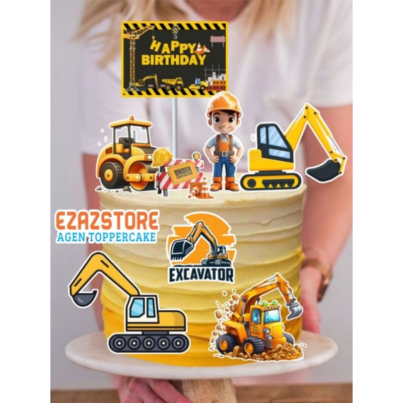 Jual topper excavator,topper cake,hiasan kue ulang tahun,topper ...