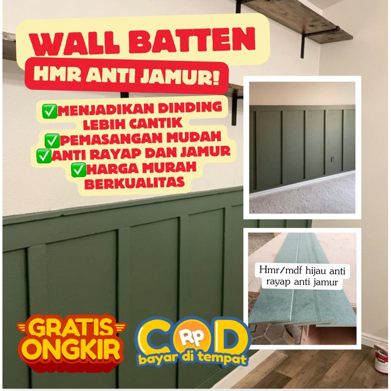 Jual HMR MDF HIJAU PREMIUM WALL BATTEN tebal 3 mm dan 4 mm | Shopee Indonesia