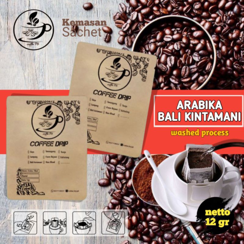 Jual kopi drip bag Arabika Bali kintamani 12gr kemasan sasetan instan ...