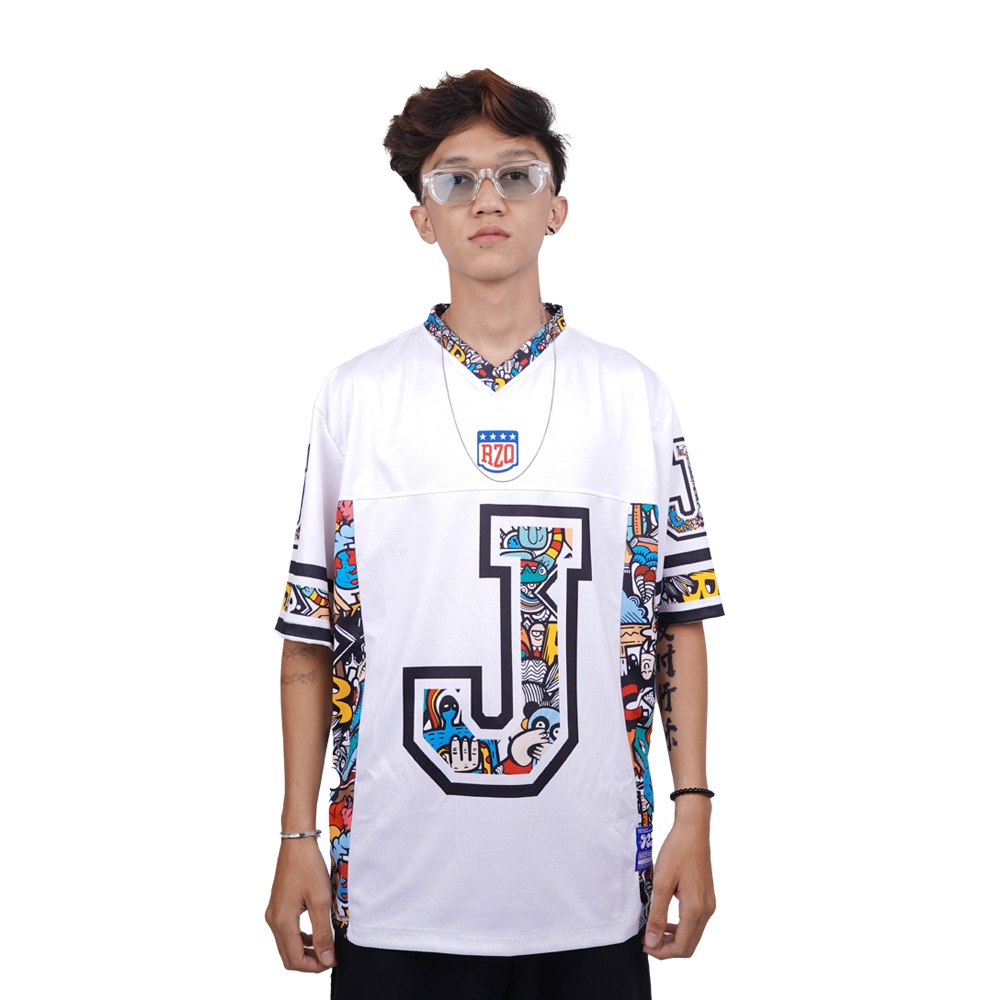 Jual RZQ / J / ALPHABET SERIES / Jersey / Oversize / Streetwear / Retro ...