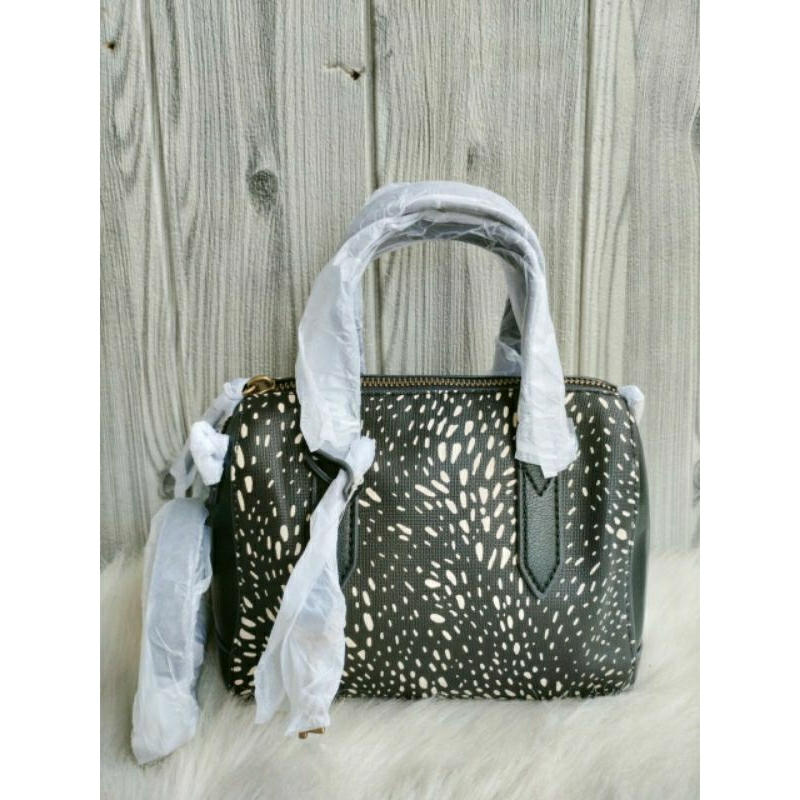 Jual Fossil Sydney Mini Satchel Black Cheetah | Shopee Indonesia
