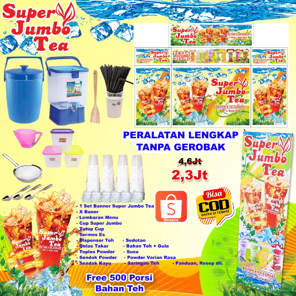 Jual Super Jumbo Tea Paket Bahan Baku 500 porsi dan Peralatan (Tanpa ...