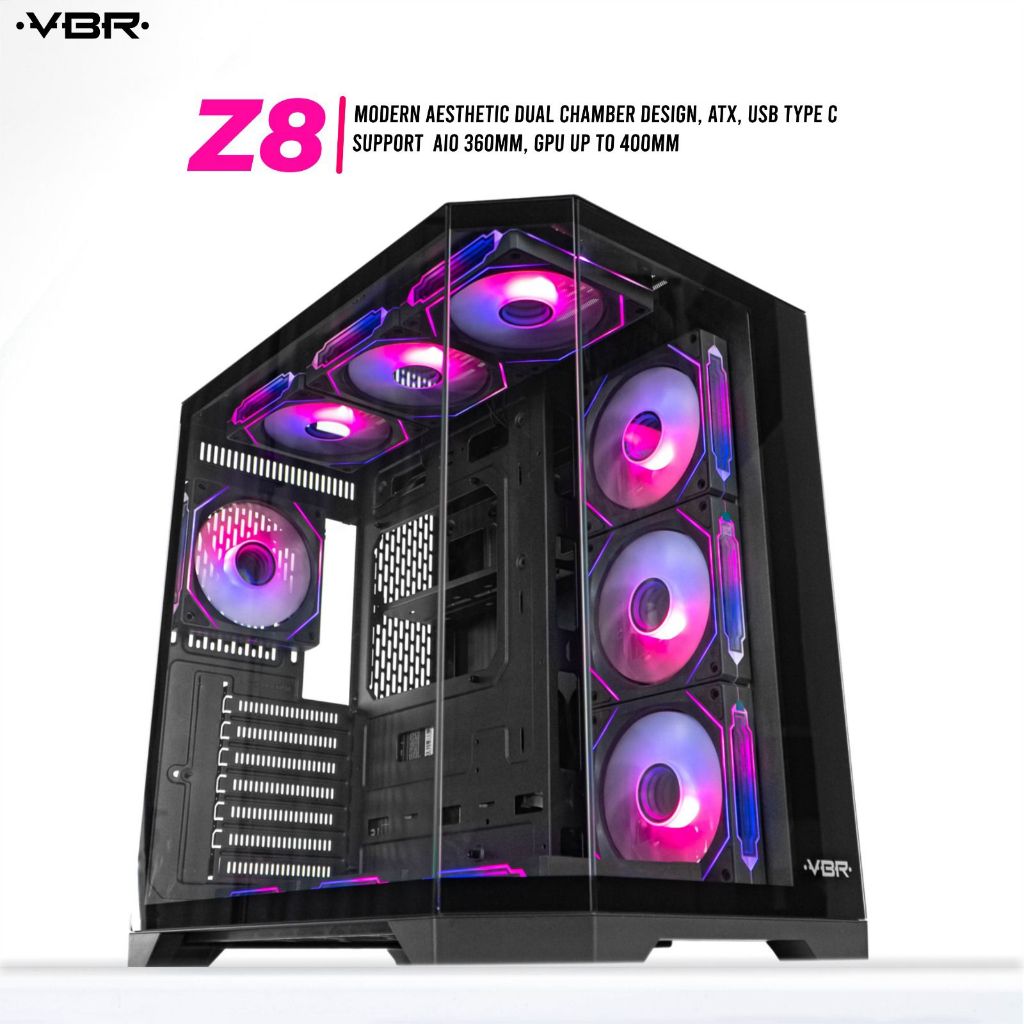 Jual CASING VBR Z8 ATX M-ATX USB Type-C DUAL CHAMBER GAMING CASE ...