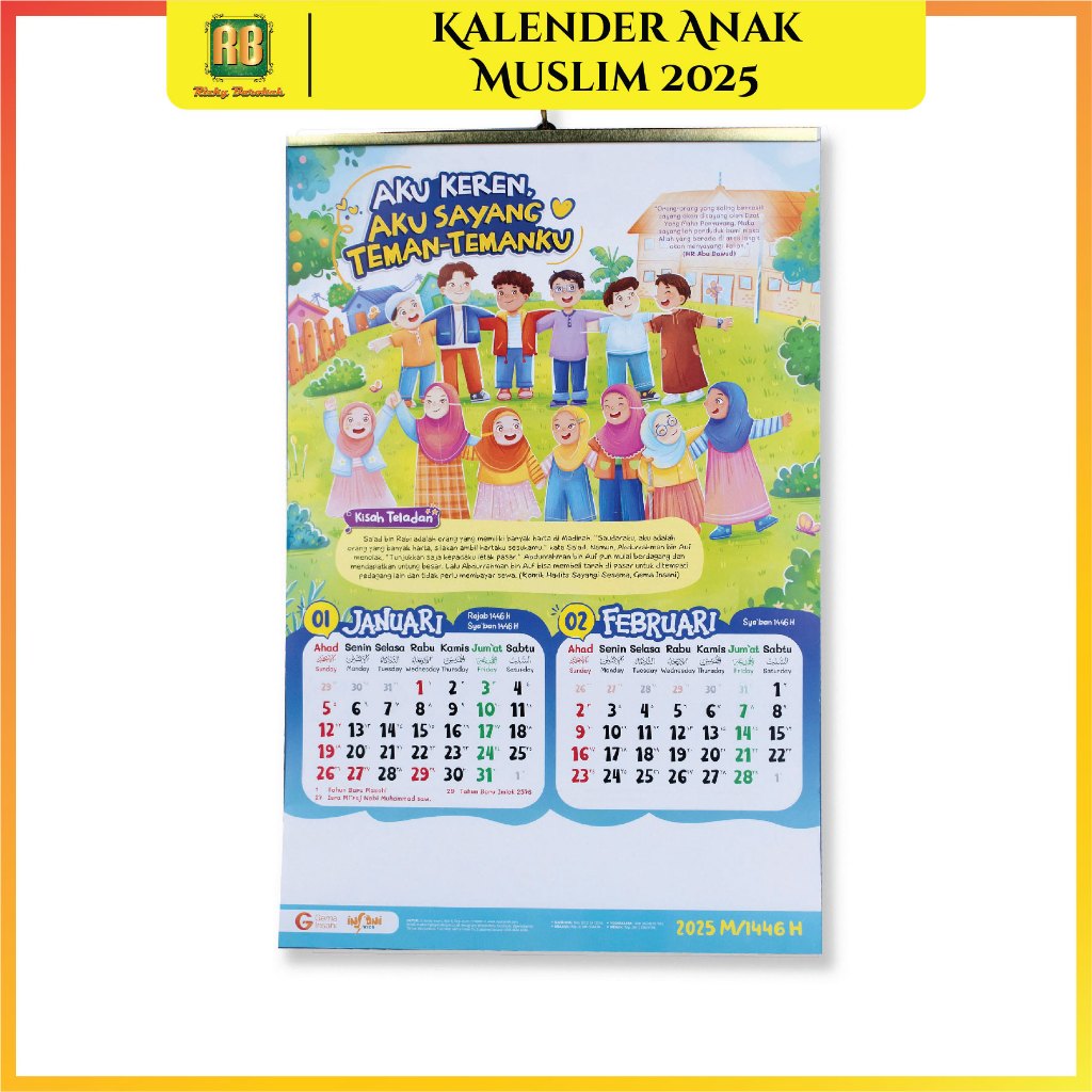 Jual Kalender Anak Muslim Islami 2025 Art Paper (29,5 x 45 cm) Tim GIP ...
