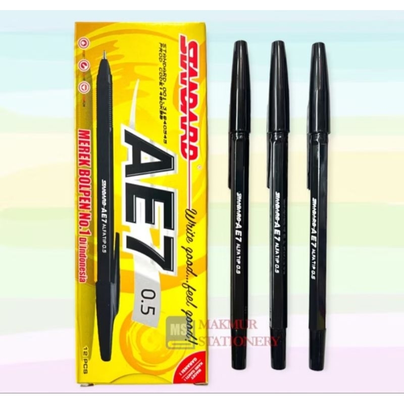 Jual ballpoint standard AE7/pulpen hitam standard | Shopee Indonesia