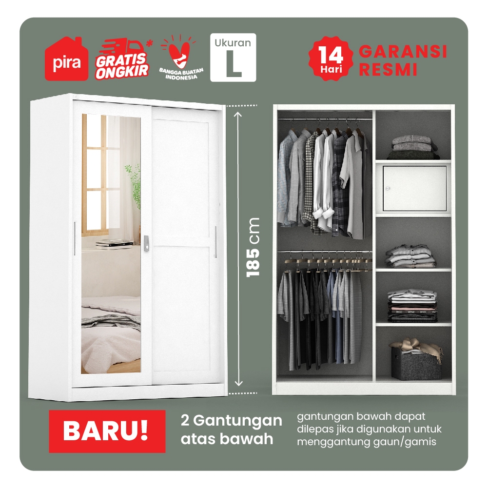 Jual PIRA METROPOLIS - SCHON 120A MWDSL Lemari Pakaian Besi Sliding / Pintu Geser | Shopee Indonesia