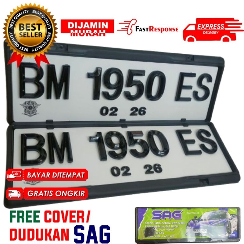 Jual Plat Nomor Mobil Timbul Mewah PUTIH Lancip Segi 5 Piramid Free Cover | Shopee Indonesia