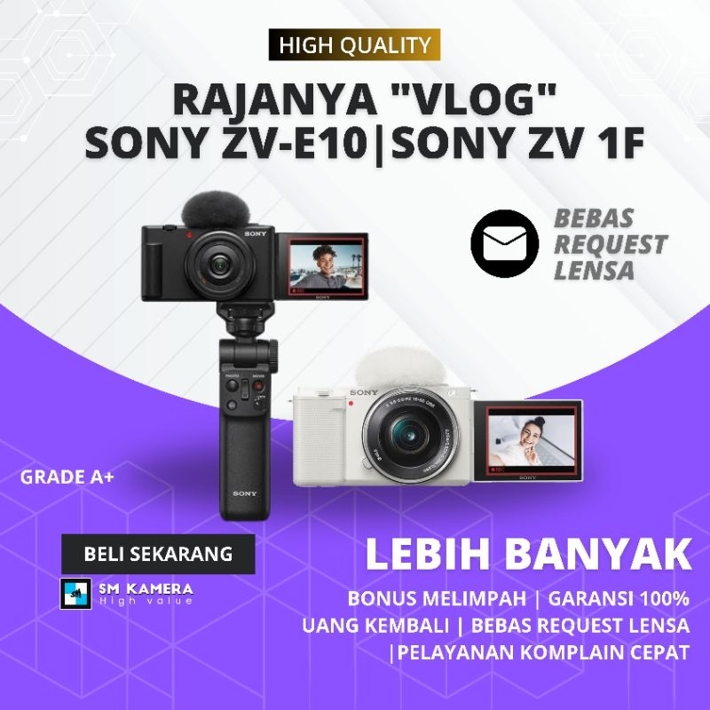 Jual SONY ZV-E10 NEW DAN LIKENEW 4K SONY ZV-1F 4K KAMERA VLOG KAMERA YOUTUBER KAMERA SIMPLE ...