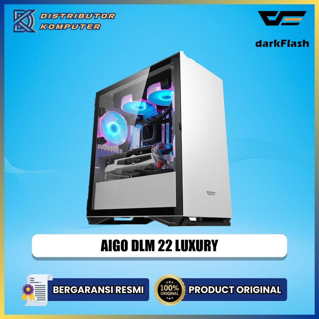 Jual AIGO DARKFLASH PC CASING DLM 22 LUXURY | CASE PC DLM22 MATX - WHITE | Shopee Indonesia