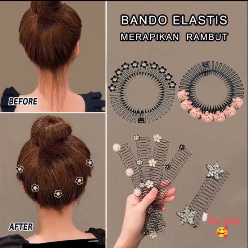 Jual Bando plastik sisir rambut jepit simple fleksibel elastis ...