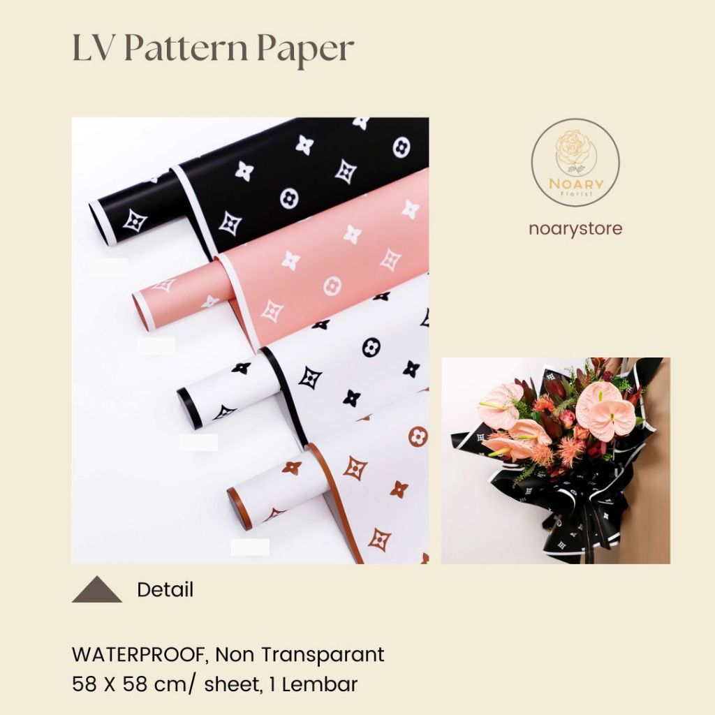 Jual LV PATTERN PAPER / Flower Wrapping / Cellophane / Wrap / Kertas ...