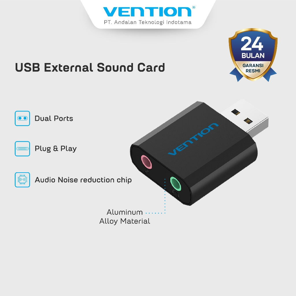 Jual Vention Universal External S17 USB Sound Card - VAB-S17-B | Shopee ...