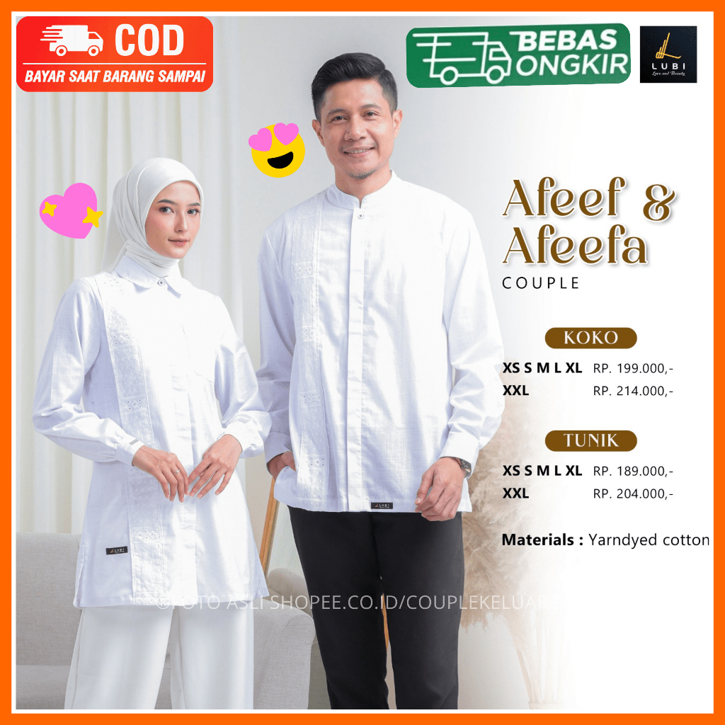 Jual Baju Couple Pasangan Terbaru 2024 Lubi Tunik Afeefa Dan Koko Afeef ...