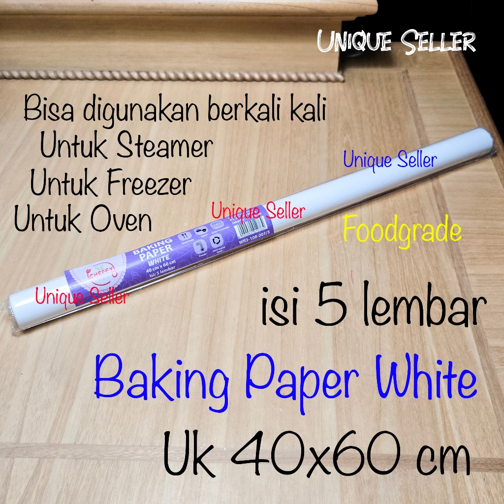 Jual [Isi5] Baking Paper 40x60 cm Putih Cheffy Anti Lengket / Kertas ...