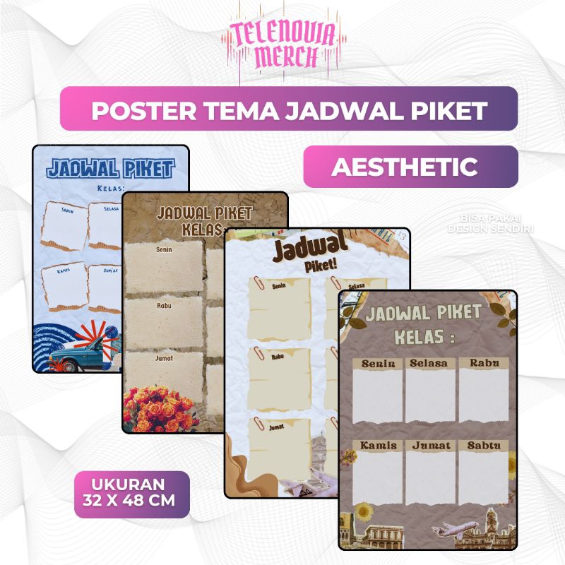 Jual POSTER A3+ AESTHETIC | TEMA jadwal piket kelas | bisa custom ...