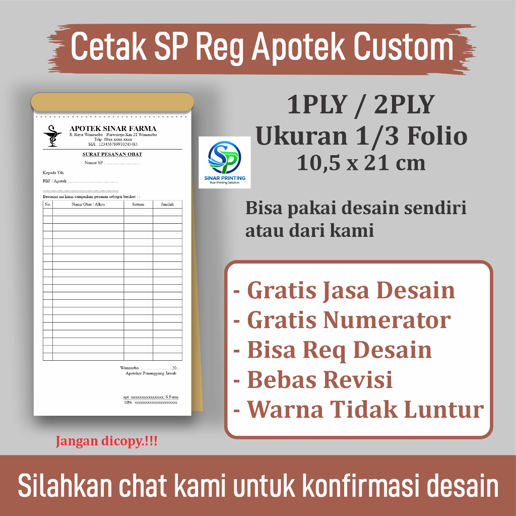 Jual Cetak SP Obat Apotek Custom Ukuran 1/3 Folio Free Desain | Shopee ...