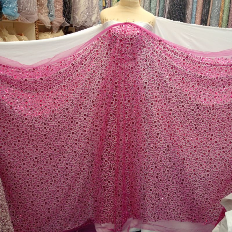 Jual Bahan kain tille payet full model dot tille payet model dot ...