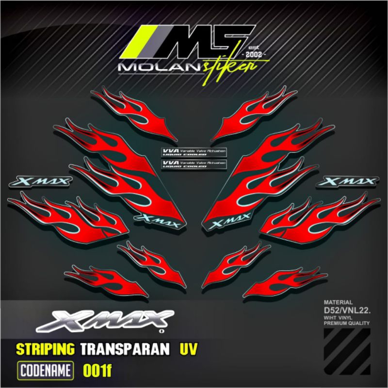 Jual Decal Sticker Striping Variasi Transparan Uv New Xmax Api Yamaha ...