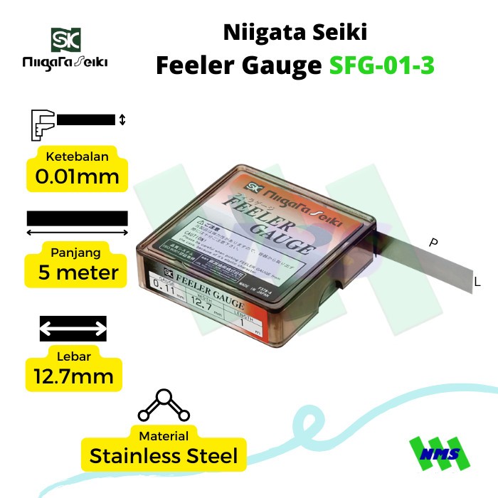 Jual Alat Ukur Celah Niigata Seiki SFG-01-3 Stainless Steel Feeler Gauge 0.01mm x 3 meter ...