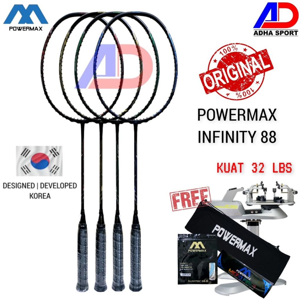 Jual Raket Badminton Powermax INFINITY 88 Original 32 LBS Raket Bulutangkis Murah | Shopee Indonesia