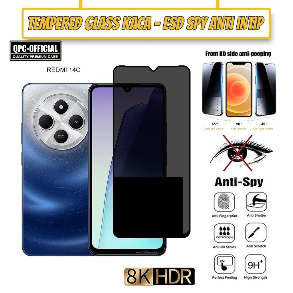 Jual Tempered glass Full layer Anti Static Spy ESD Anti Intip Antigores Redmi 13X Redmi 14C ...