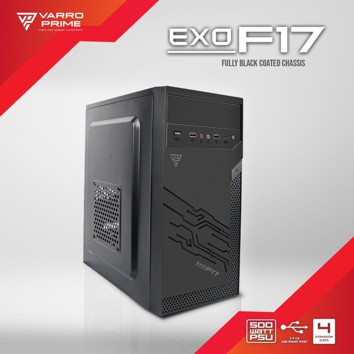 Jual PC Case Varro Prime Micro atx EXO F17 with PSU 500W Casing ...